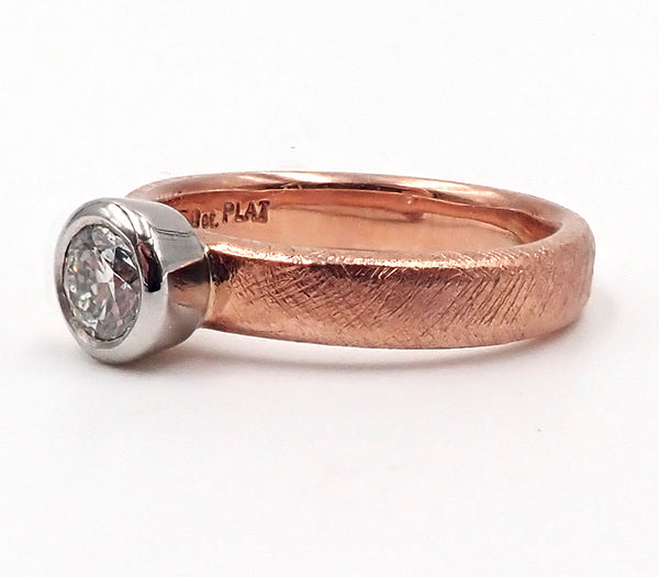 Red Gold and Platinum Diamond Ring - Royal Jewellery Studio